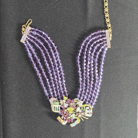 Heidi Daus | Jewelry | Heidi Daus Purple And Gold Necklace With Ornate ...